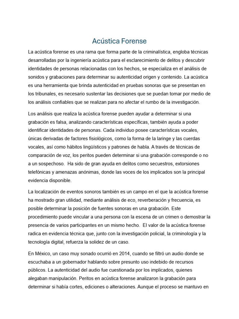 Acústica Forense: Análisis de Sonidos en Delitos | PDF | Ciencia ...
