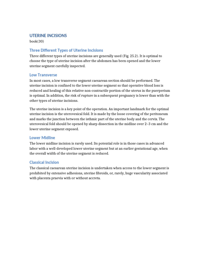 Uterine Incisions | PDF