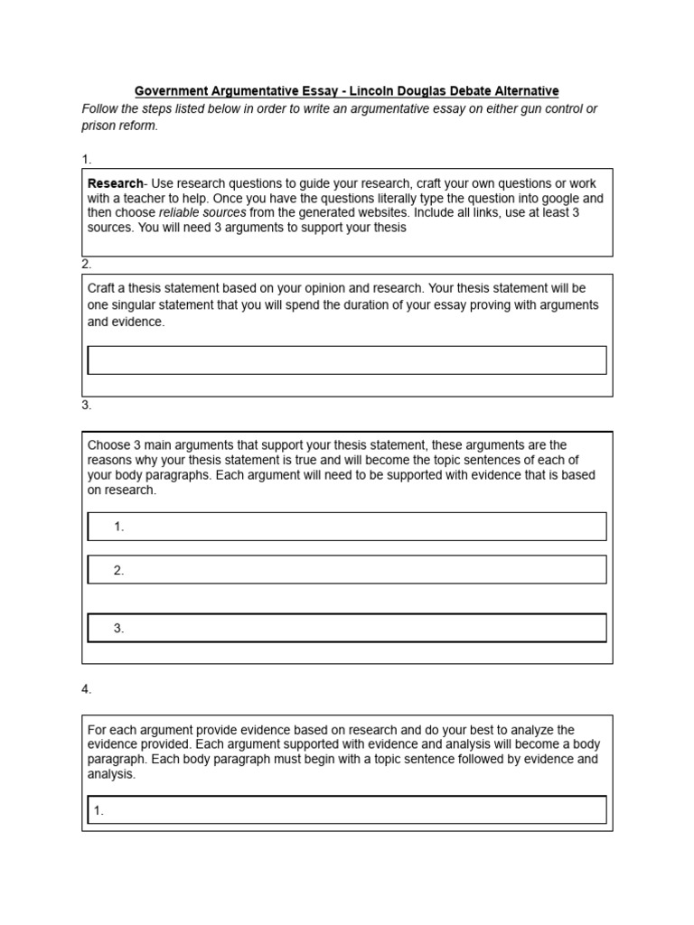Oliver Benn - Government Argumentative Essay - Lincoln Douglas Debate ...