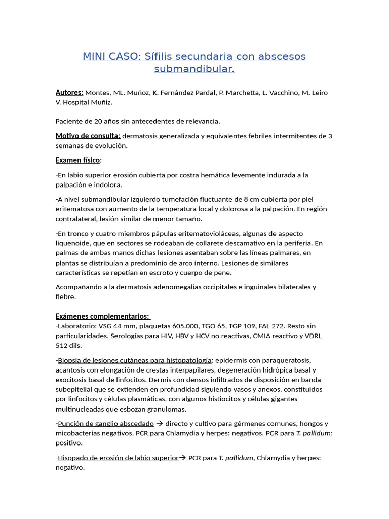 Sífilis secundaria con abscesos cervicales | PDF | Especialidades ...