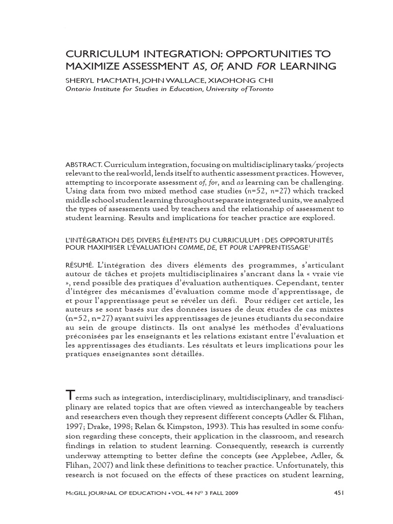 Enhancing Assessment in Curriculum Integration | PDF | Educational ...