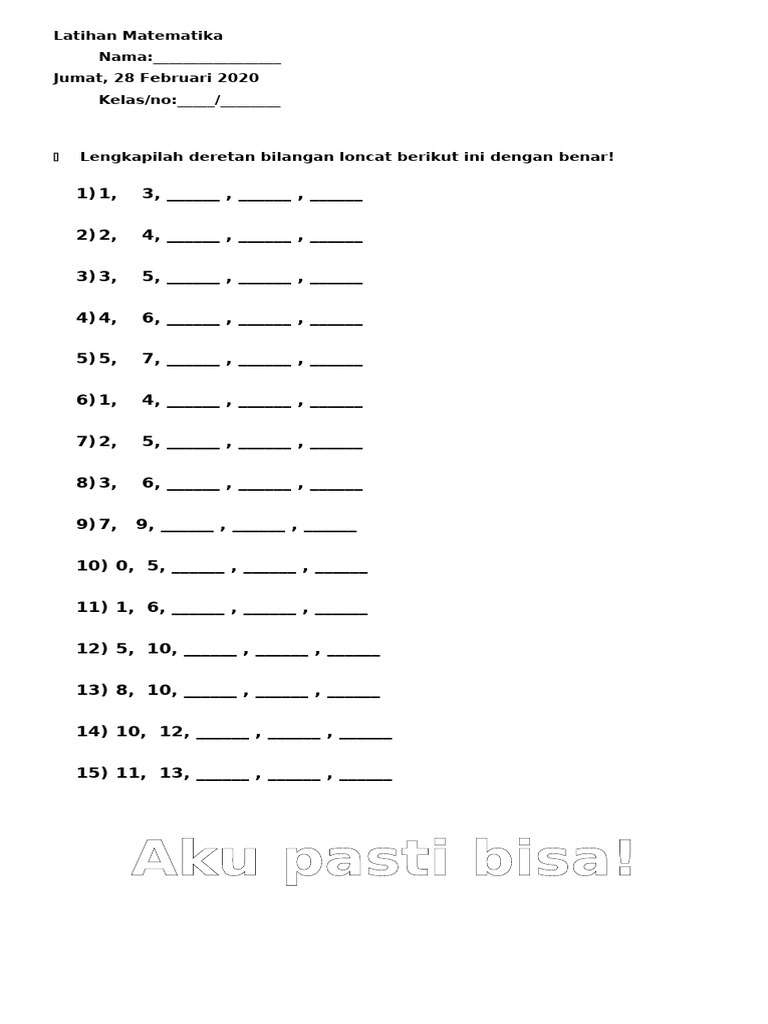Latihan Matematika Pola Bilangan | PDF