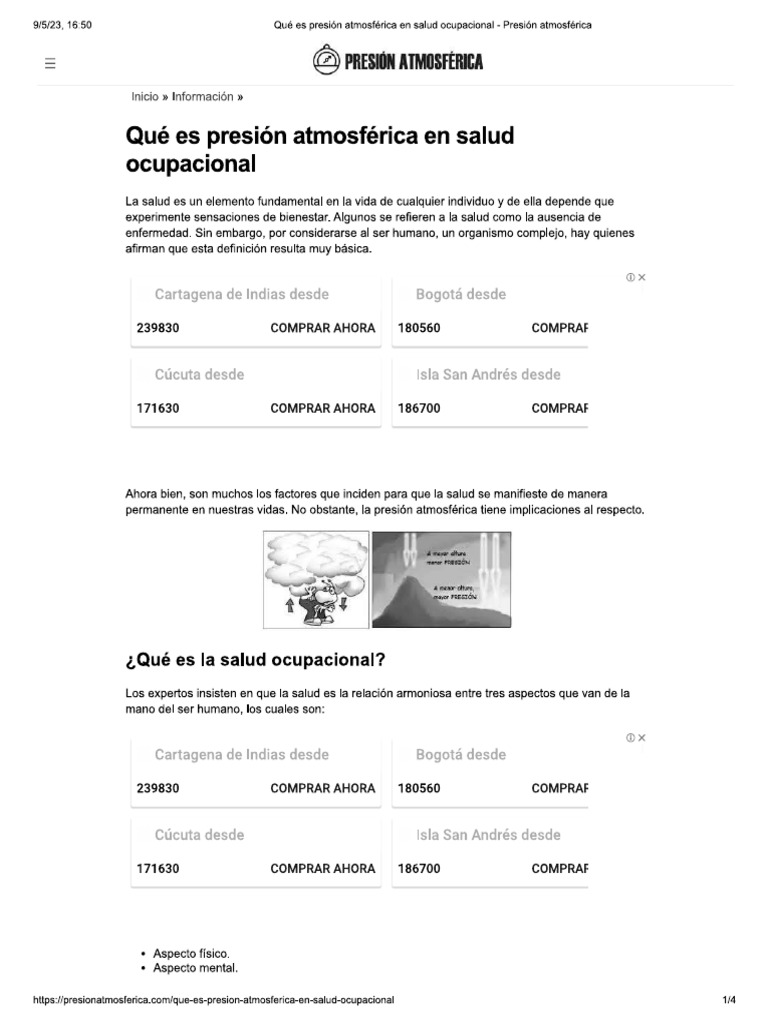 Presion Barométrica Conceptos | PDF