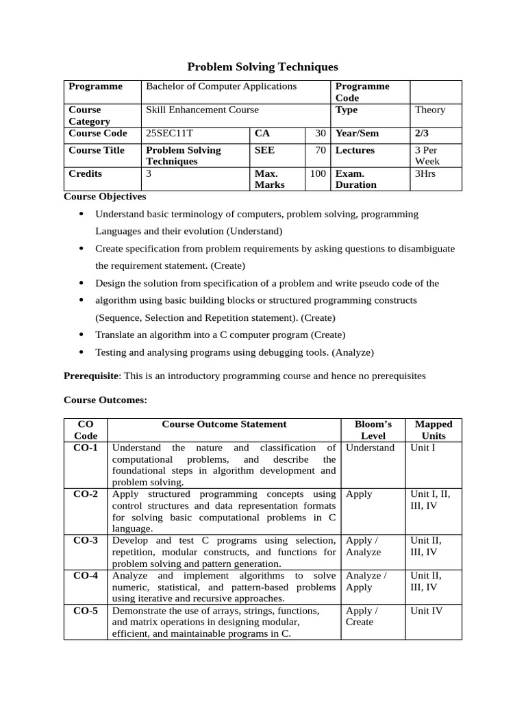 Problem Solving in C Programming | PDF | Computer Programming | Algorithms