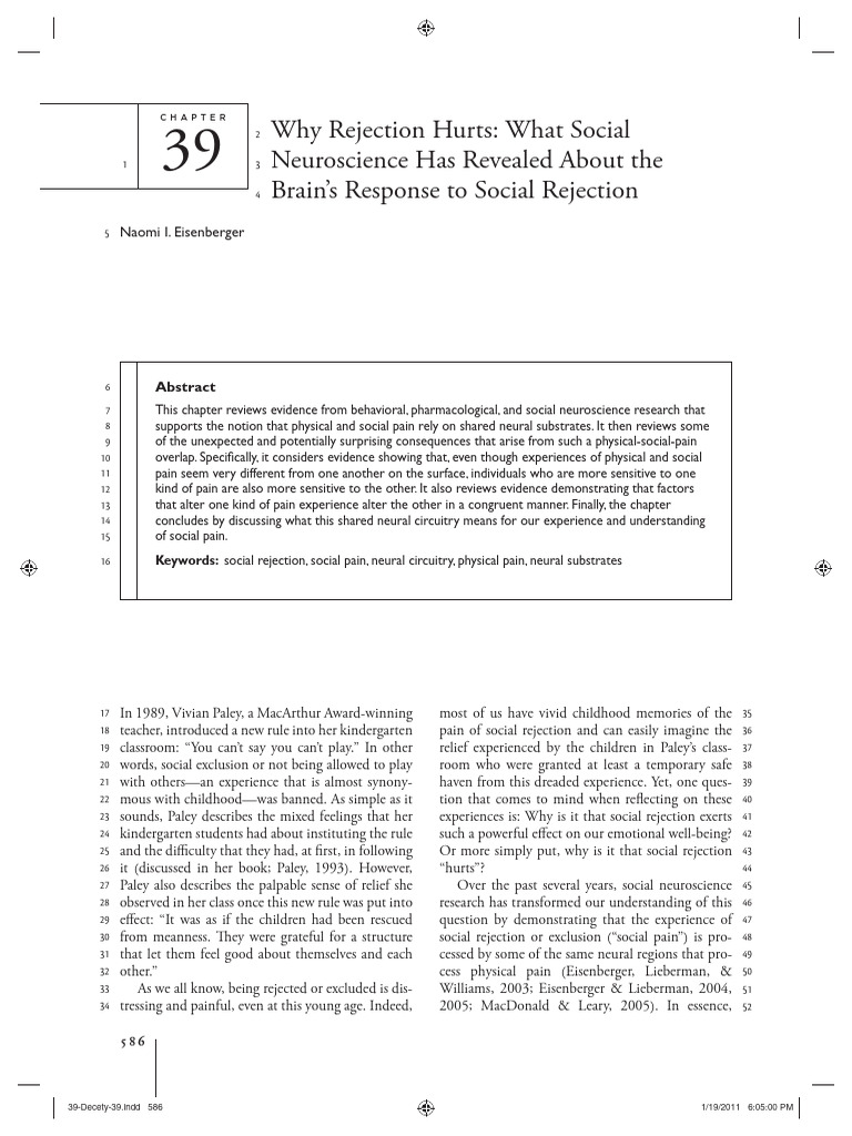 Social Rejection and Neural Pain Overlap | PDF | Anterior Cingulate ...