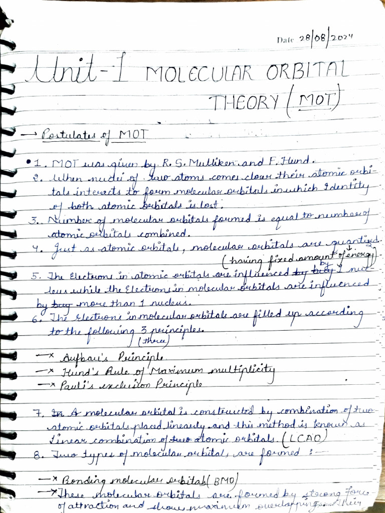 Chemistry Unit-1 MOT Notes With Questions | PDF