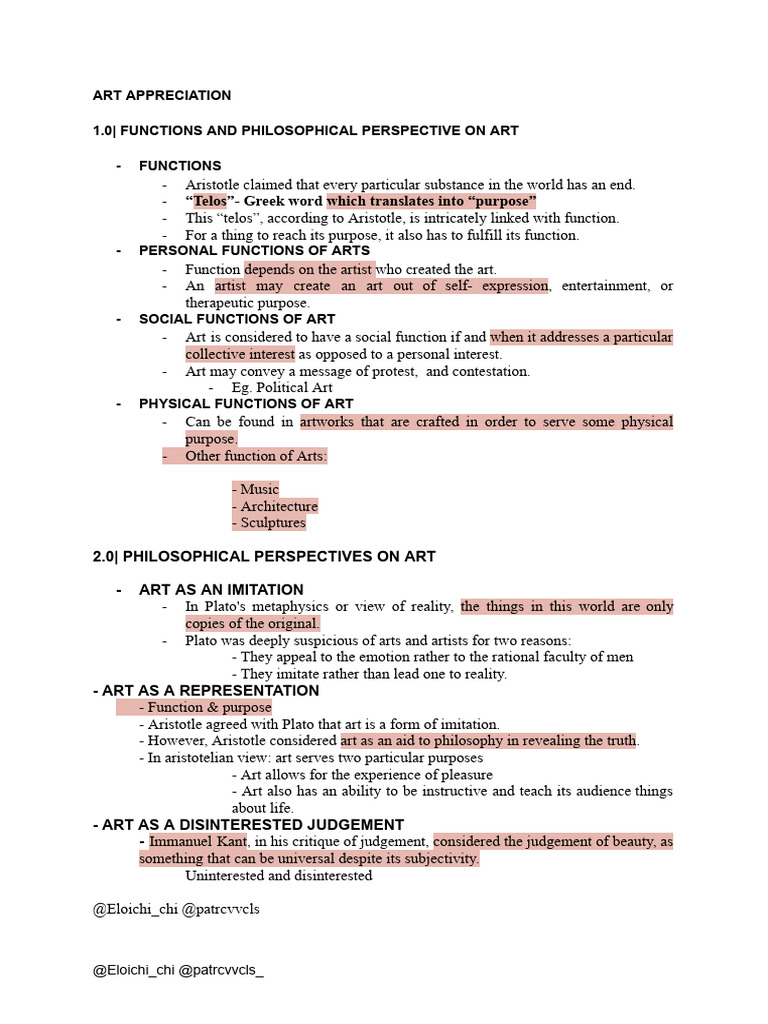 Art Appreciation - Lesson 3 | PDF | Aristotle | Reason