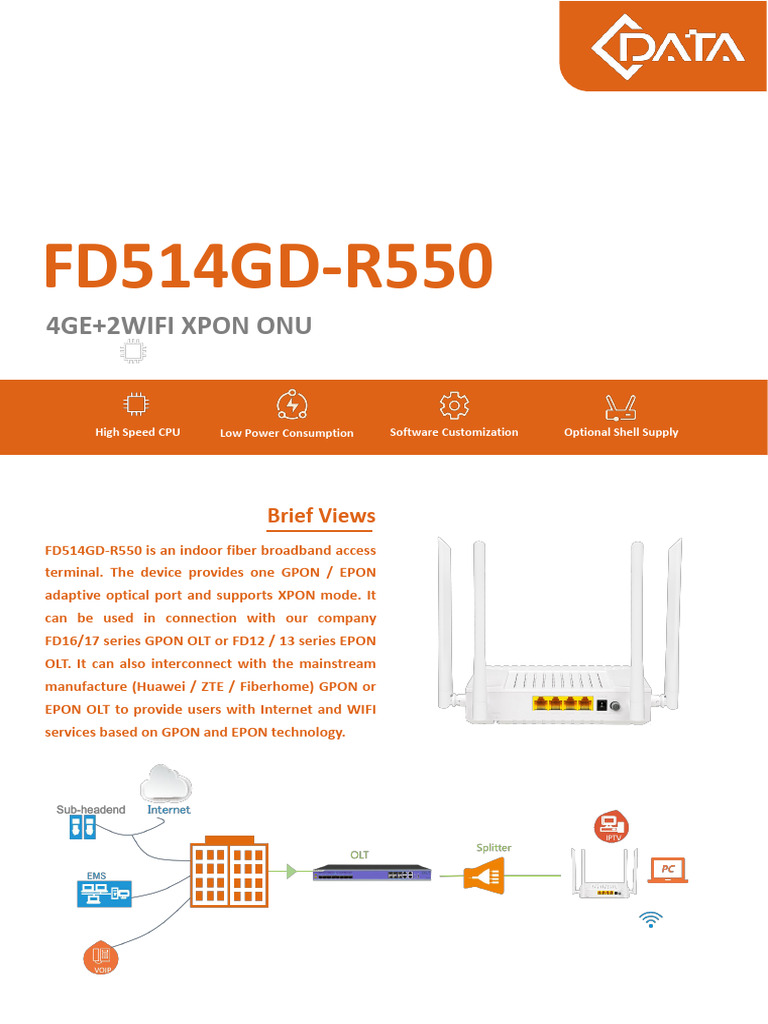 FD514GD-R550 ONU Product Overview | PDF | Computer Architecture ...