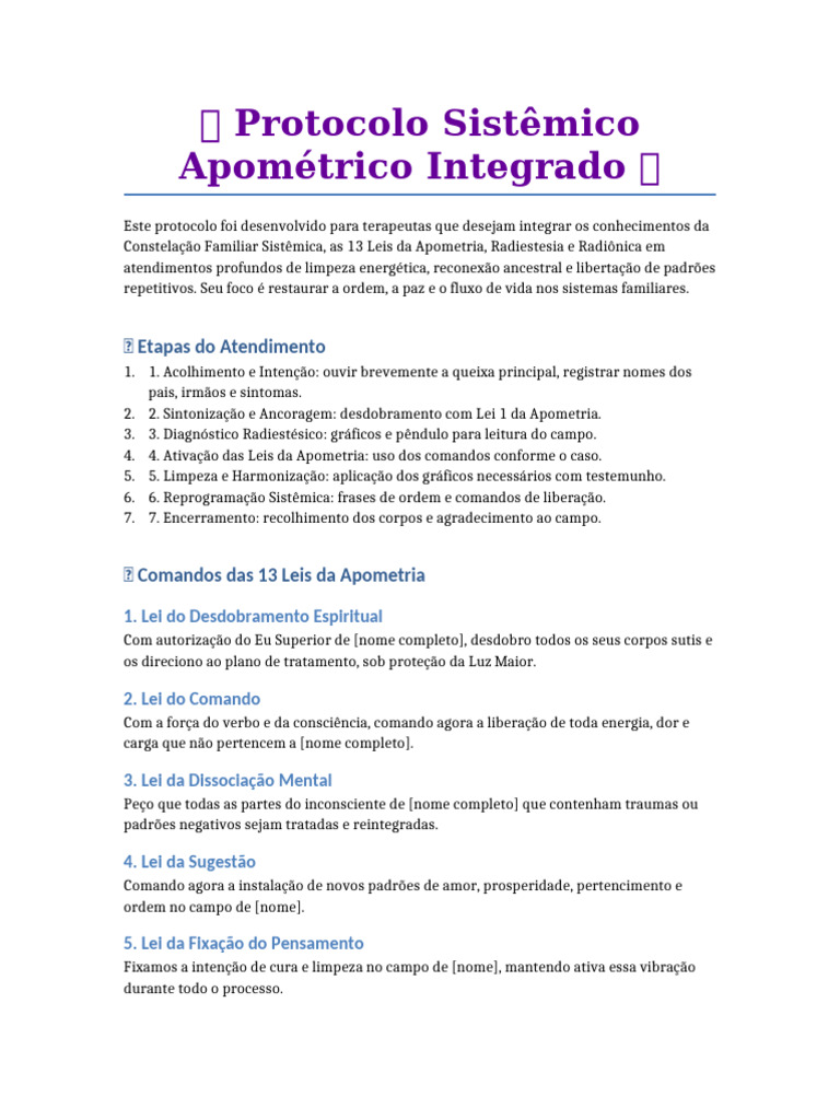 Protocolo_Sistemico_Apometrico_Integrado_Capa (1) | PDF | Amor