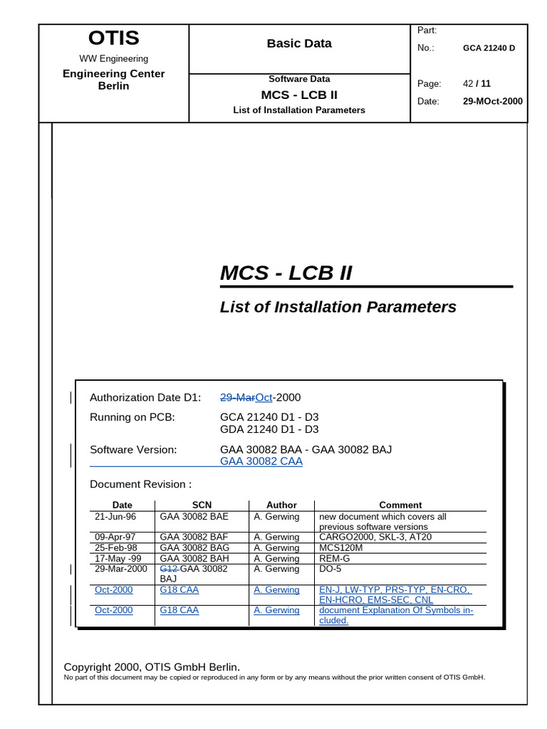 LCB2 Installation Parameter List | PDF