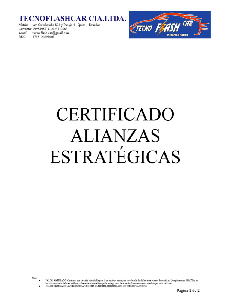 Certificado Alianzas Estratégicas | PDF