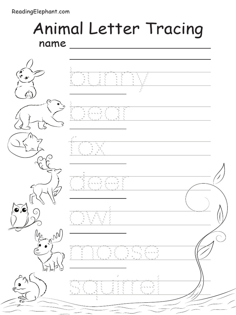 Kinder Animal Letter Tracing 2 | PDF