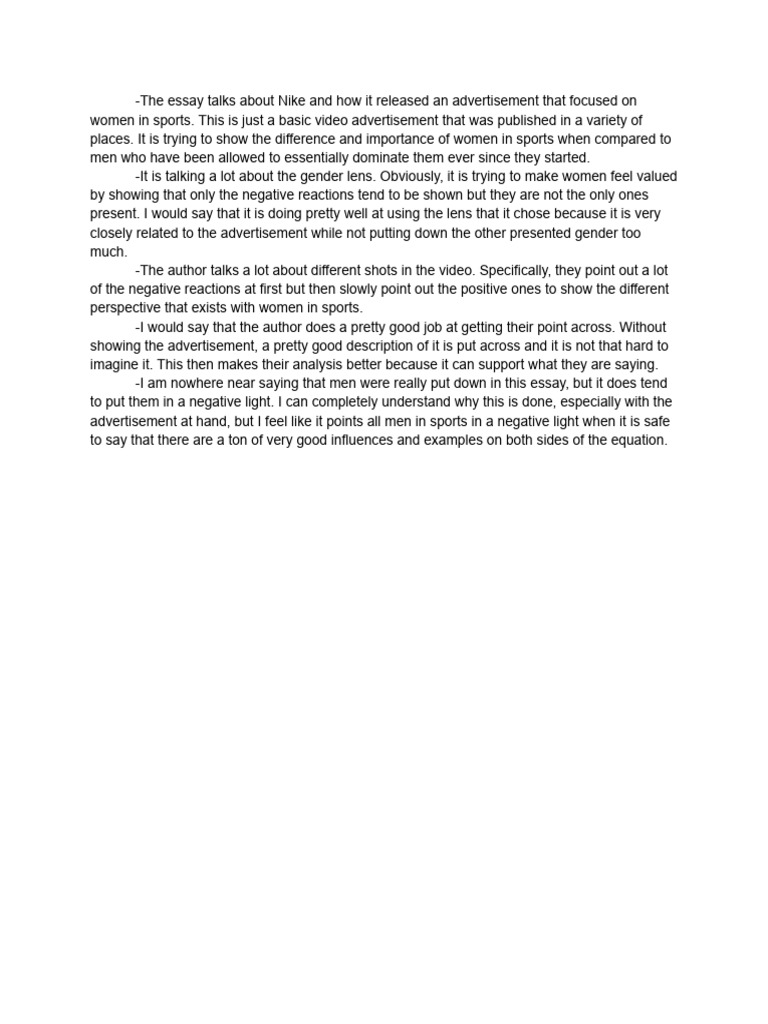 Nike's Empowering Ad for Women in Sports | PDF