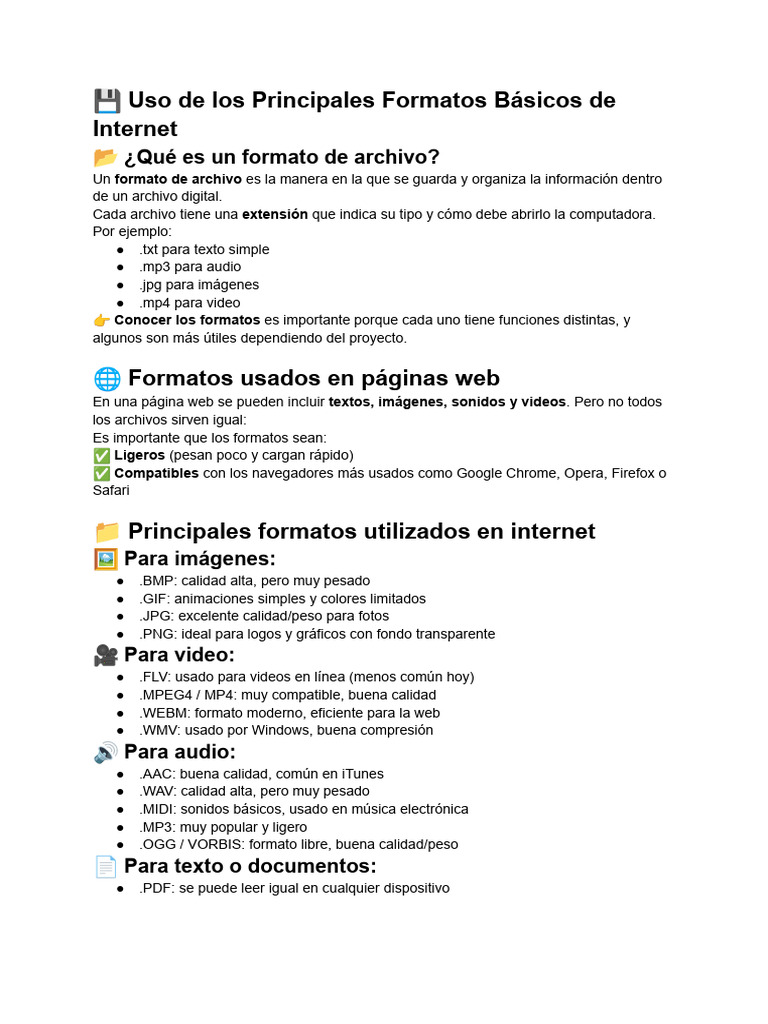 Formatos de Archivos en Internet: Guía Esencial | PDF | Formato de ...