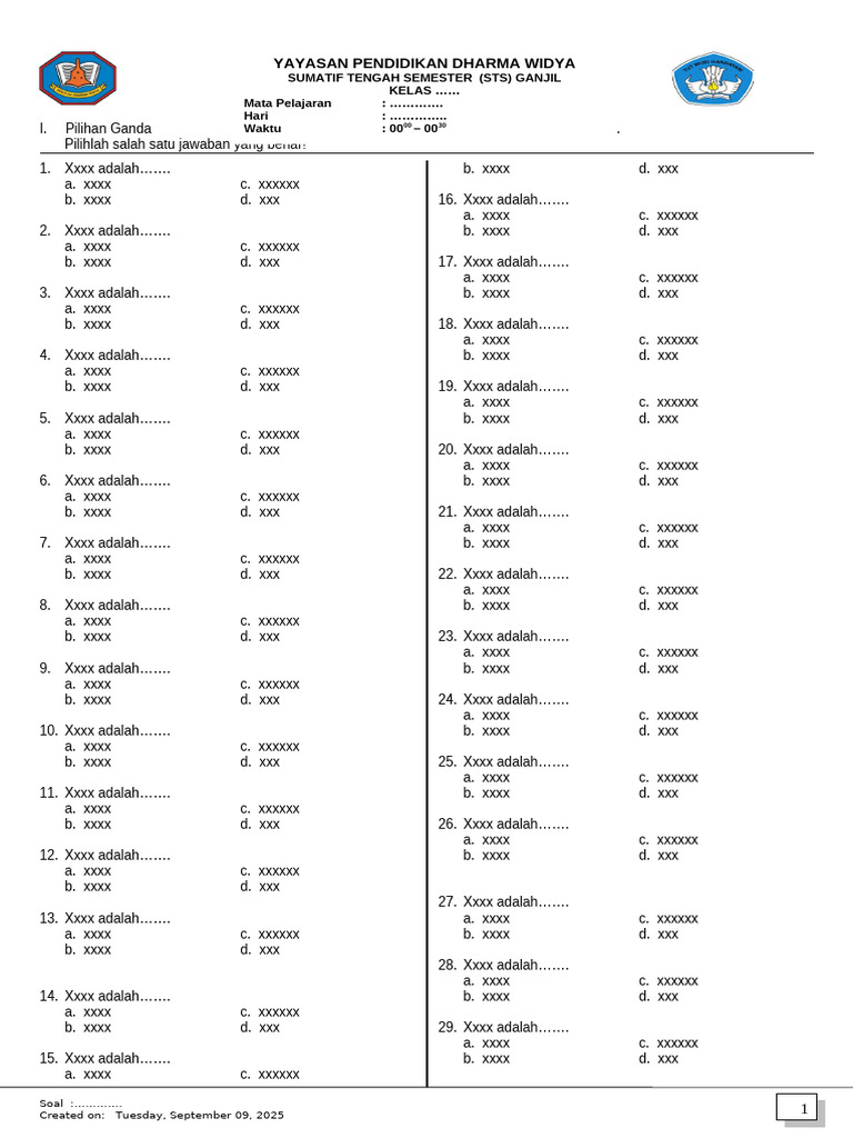 Format Soal STS | PDF