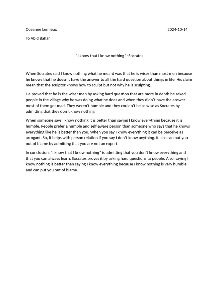 The Wisdom of Knowing Nothing | PDF