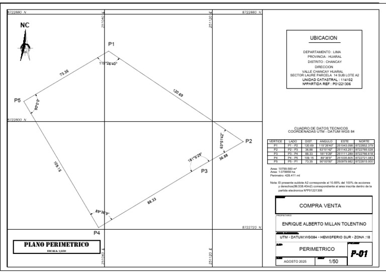 Perimetro SUBLOTE 1 | PDF | Geodesia | Tecnología geográfica