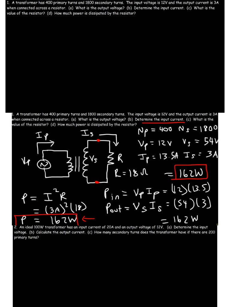 Single Phase Transformer Problems and Solutions | PDF