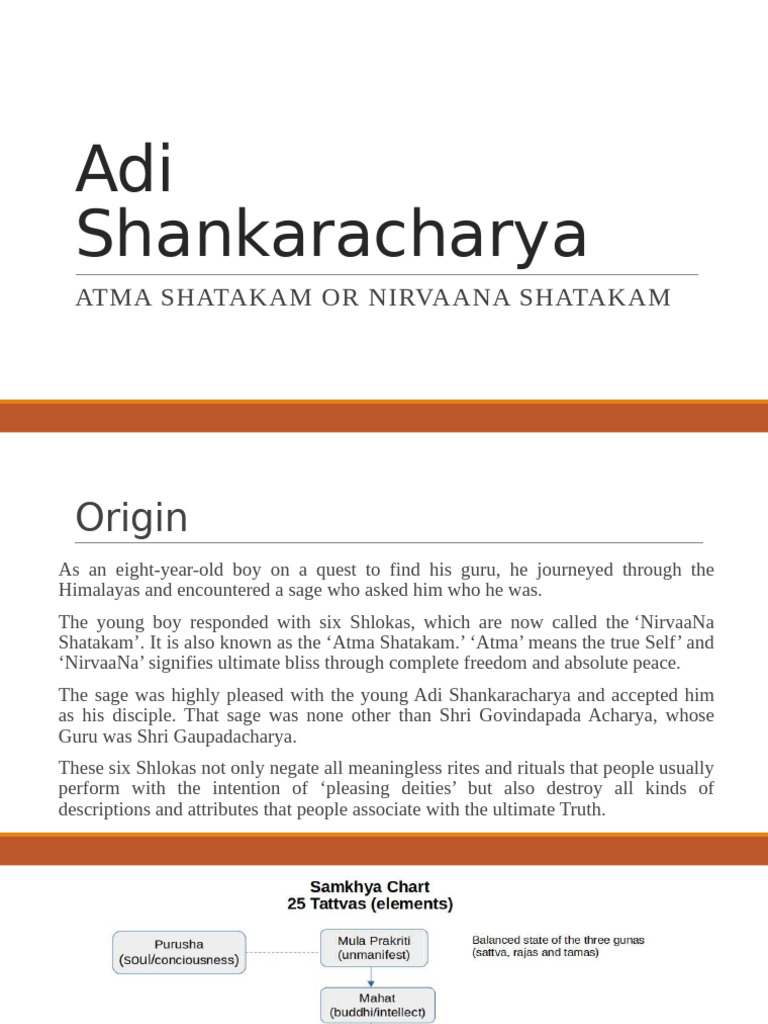 Adi Shankaracharya - Nirvana Shatakam | PDF | Ātman (Hinduism) | Nirvana