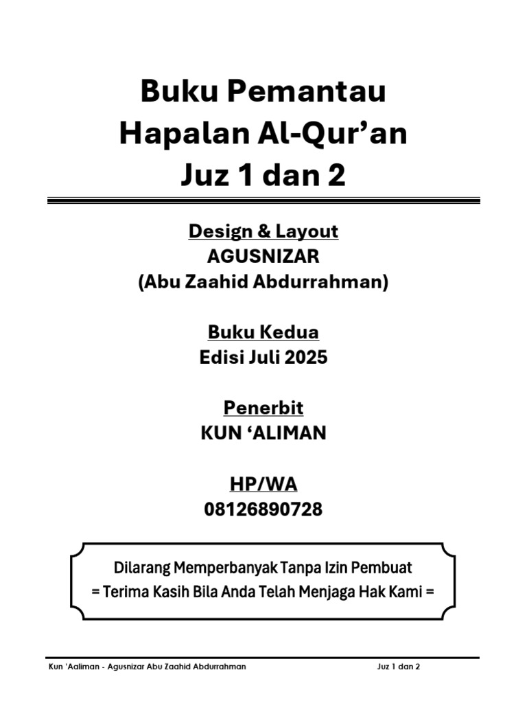 MASTER JUZ 1&2 - BUKU HAPALAN MTsN4Kpr | PDF