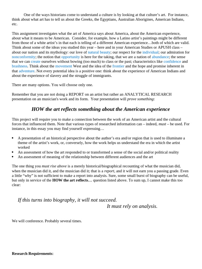 Analyzing American Art Through Music | PDF | Biography