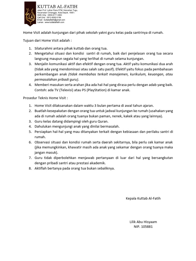 Panduan Home Visit KAF | PDF