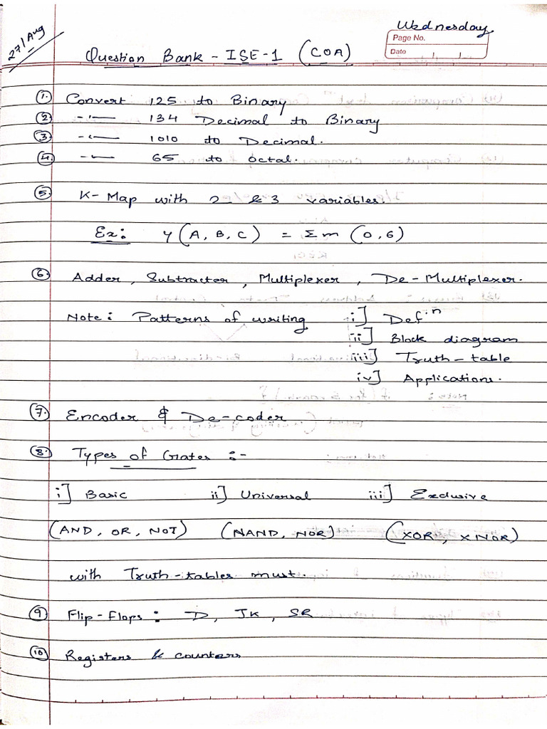 COA Question Bank | PDF