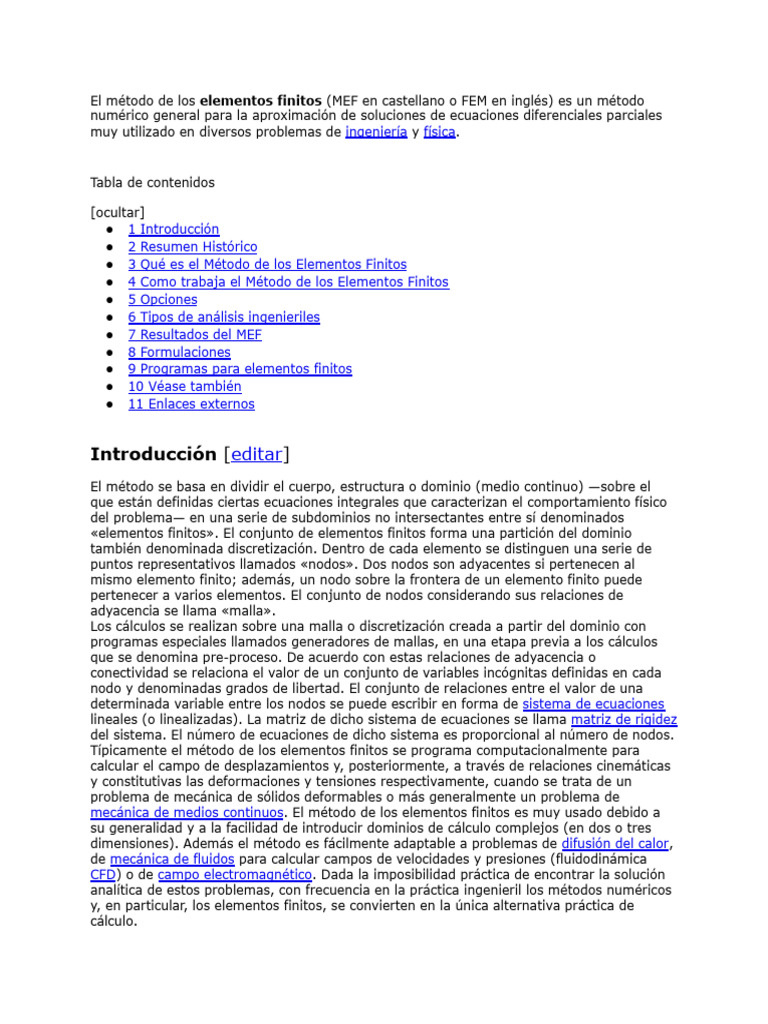Introducción al Método de Elementos Finitos | PDF | Método de elementos ...