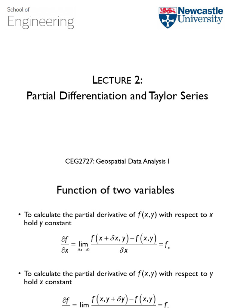 CEG2727 L02 Partial Differentiation & Taylor Series | PDF | Derivative ...