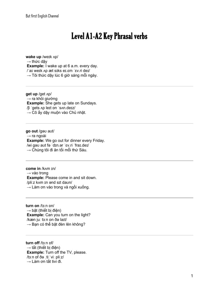 A1-A2 Key Phrasal Verbs | PDF