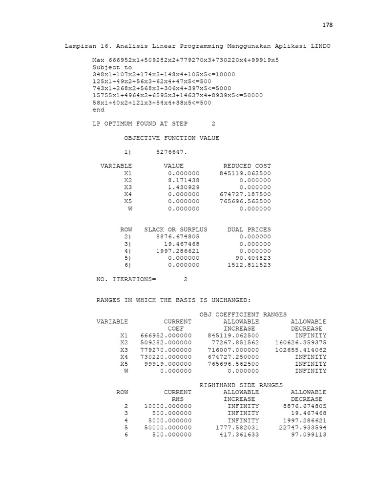 Linear Programming Analysis with LINDO | PDF