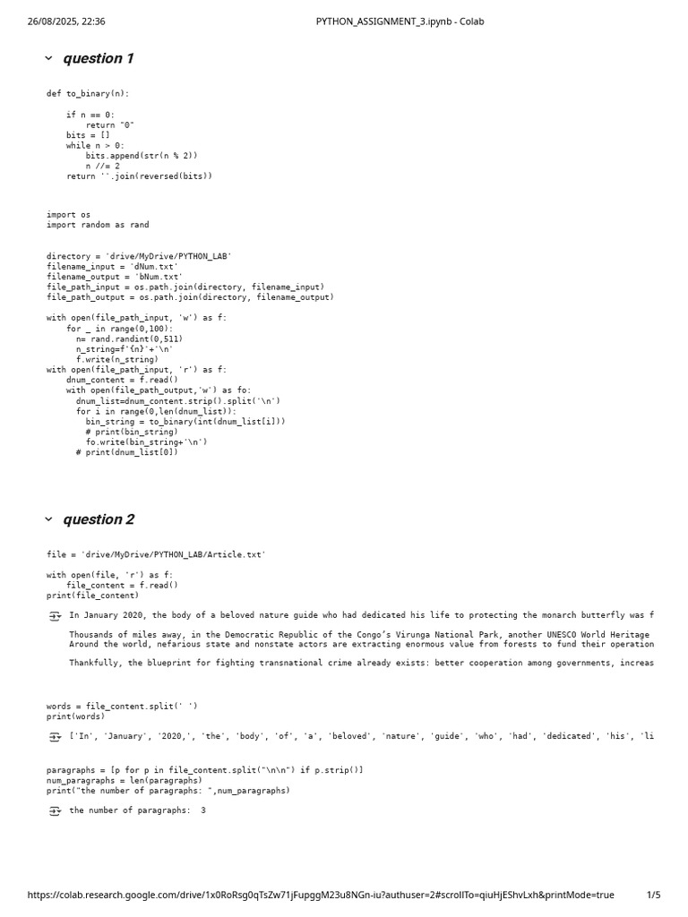 Python Assignment 3.ipynb - Colab | PDF | Syntax | Linguistics