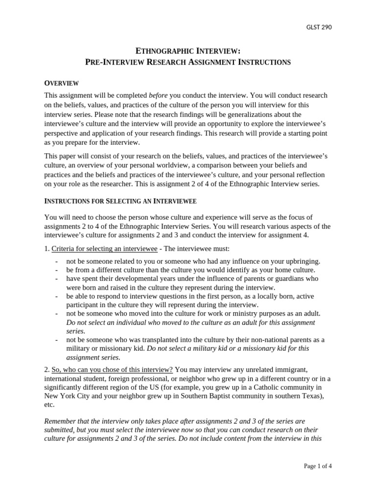 Ethnographic Interview Research Guide | PDF | Citation | Interview