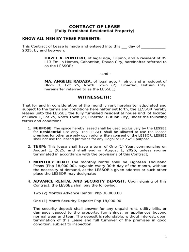 Corrected Contract of Lease, Pontero | PDF | Lease | Natural Resources Law
