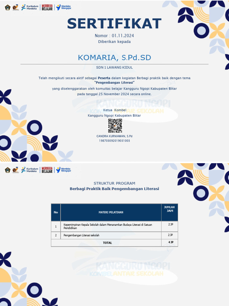 Komaria Sertifikat PMM | PDF