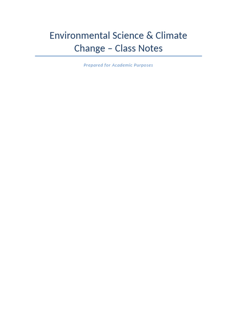 Environmental Science Class Notes | PDF