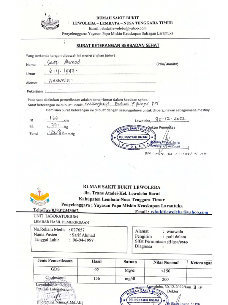 Surat Sehat | PDF