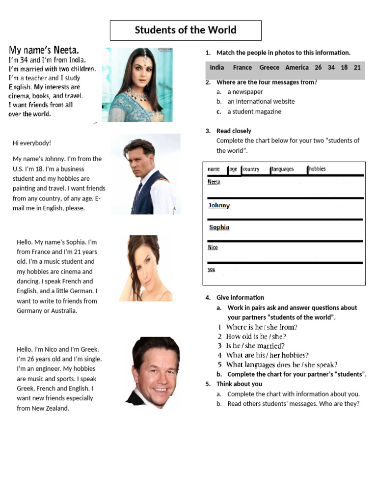 Introductions Icebreakers Reading Comprehension Exercises 65760 | PDF