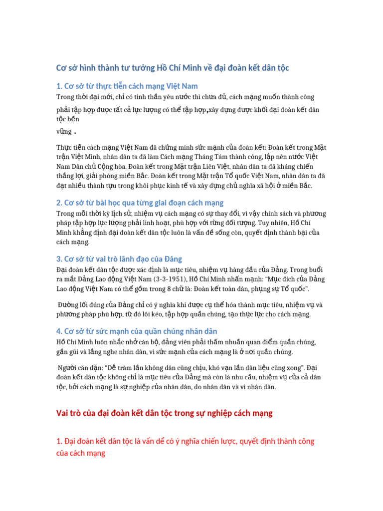 Co So Hinh Thanh Tu Tuong HCM Ve Dai Doan Ket | PDF