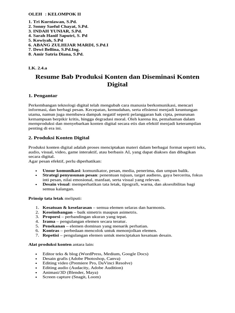 1.2.b.1 (LK. 2.4.a) Resume Modul 2 Sub Bab Produksi Konten Dan ...