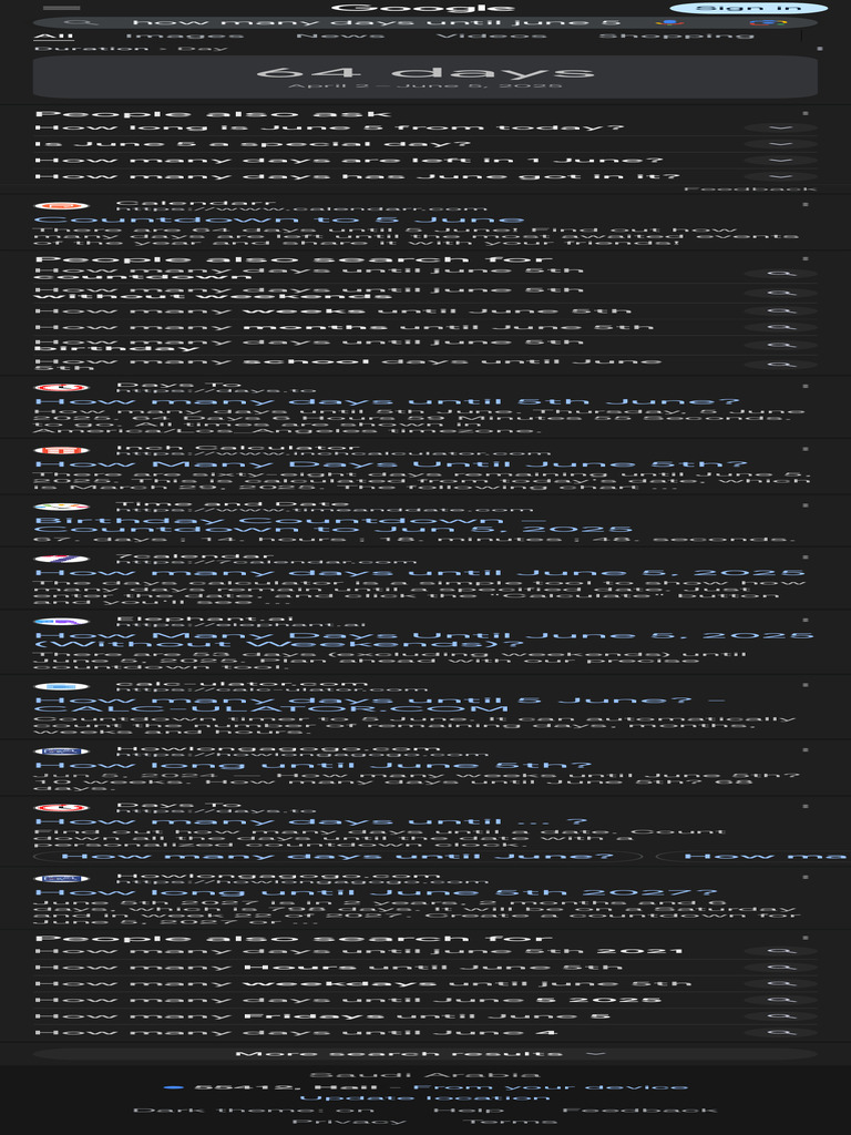 How Many Days Until June 5th - Google Search | PDF