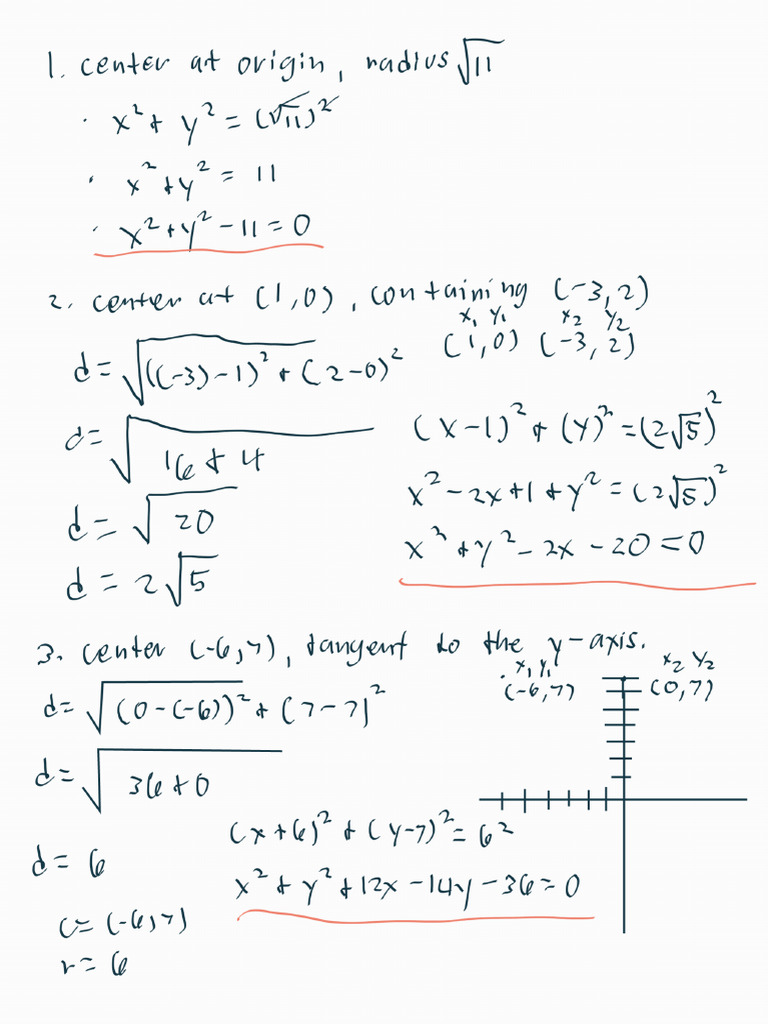 Pre Cal Exercise Circle Conic | PDF