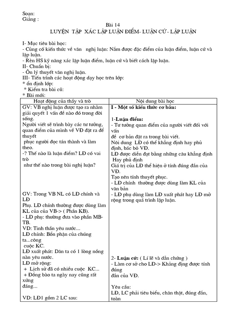 (123doc) Bai Giang Mon Hoc Ngu Van Lop 7 Bai 14 Luyen Tap Xac Lap Luan ...