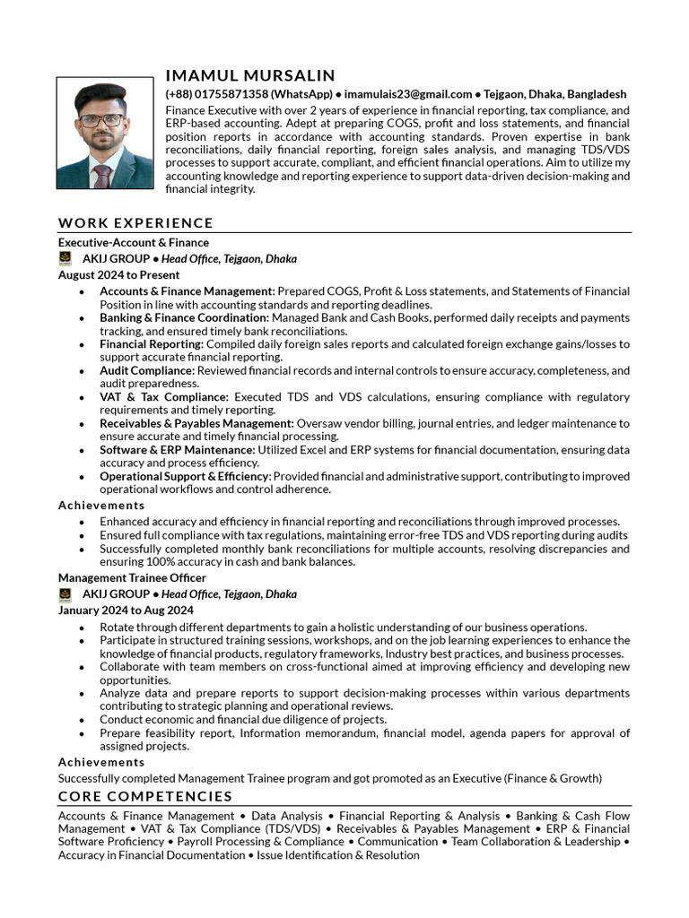 Imamul Mursalin MBA AIS JUST | PDF | Regulatory Compliance | Accounting