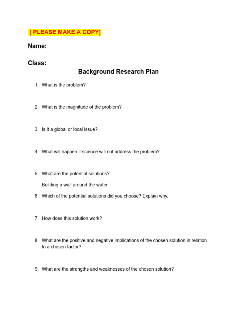 Background Research Plan Template | PDF