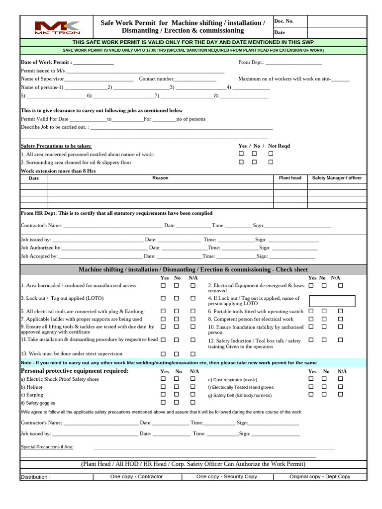 All Work Permit | PDF | Personal Protective Equipment | Safety