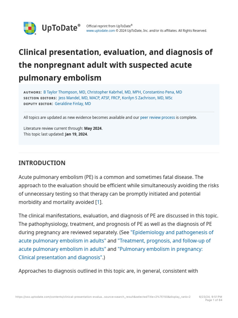 Clinical Presentation, Evaluation, and Diagnosis of The Nonpregnant Adult With S | PDF ...