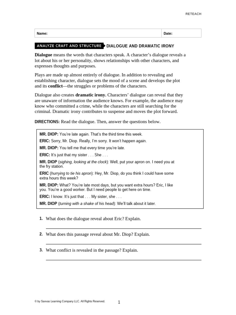 Dialogue and Dramatic Irony | PDF
