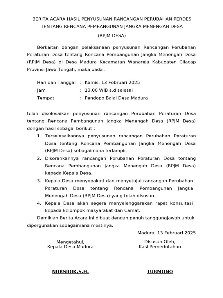 BA Penyusunan Rancangan Perdes | PDF