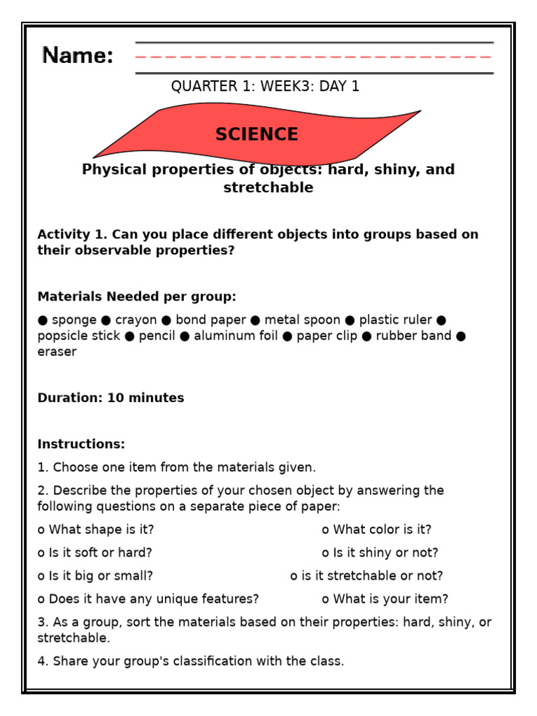 Properties of Hard, Shiny, and Stretchable Objects | PDF